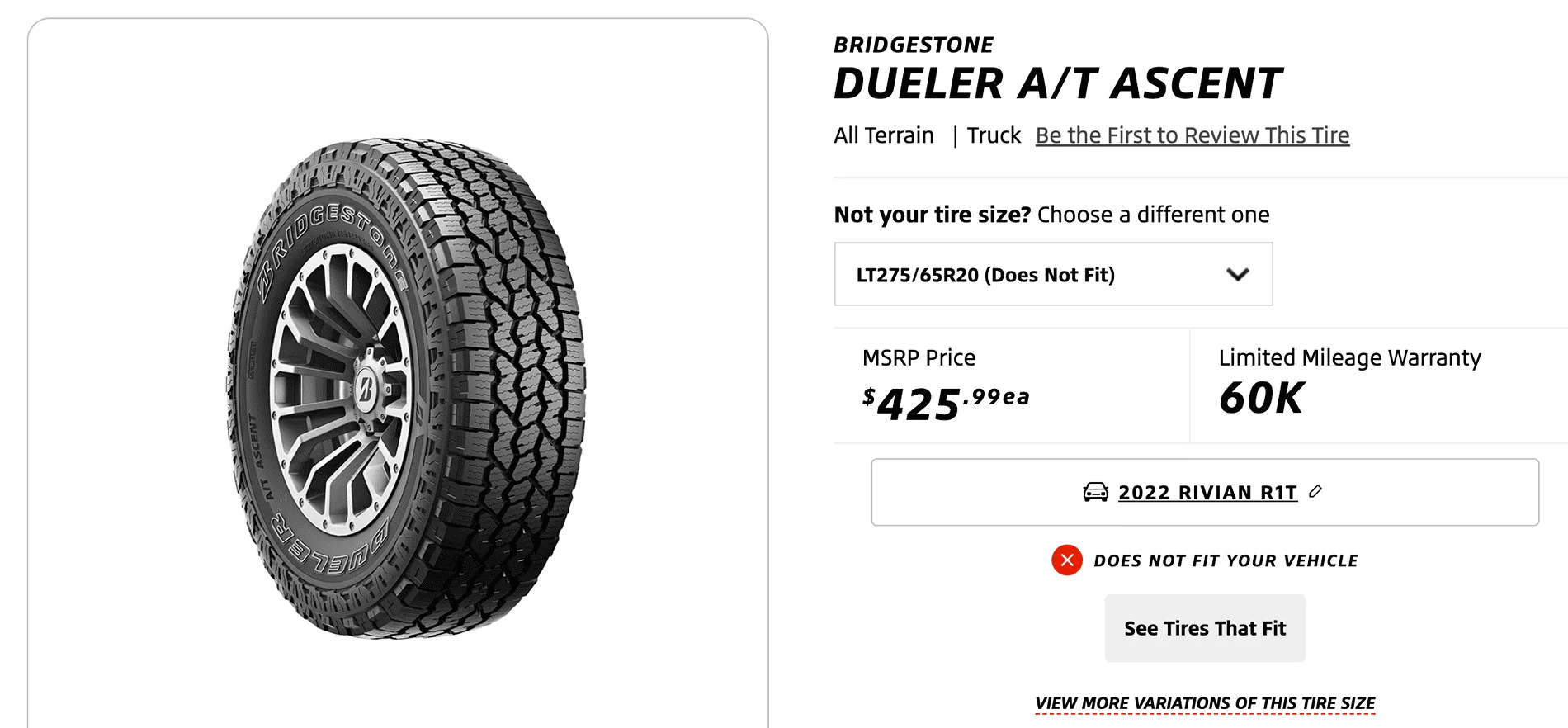 Bridgestone Launches New Dueler Ascent All-Terrain Tire | Rivian Forum - R1T R1S R2 R3 News ...