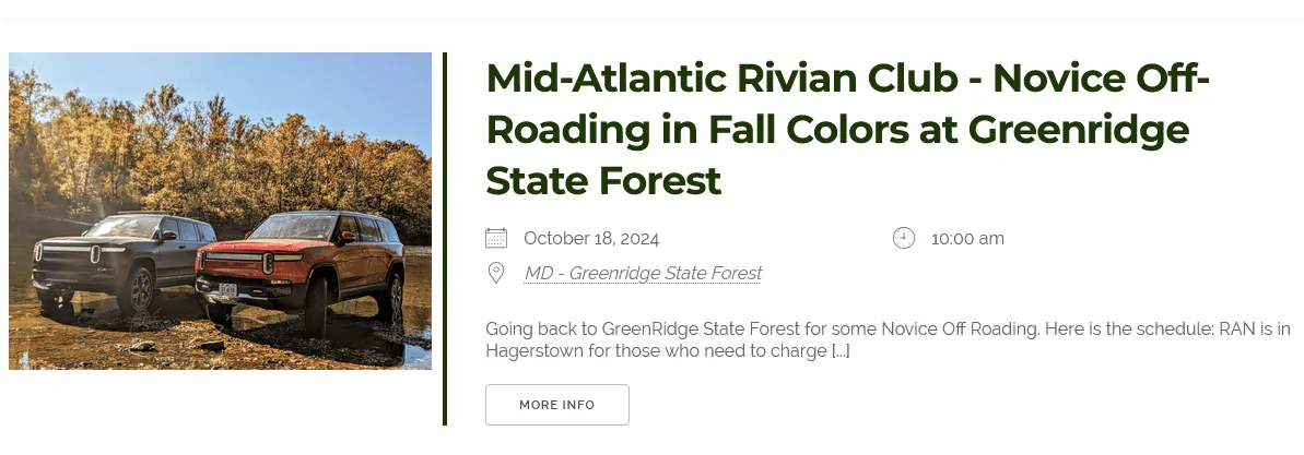 Mid-Atlantic Rivian Club - Novice Off-Roading in Fall Colors at ...