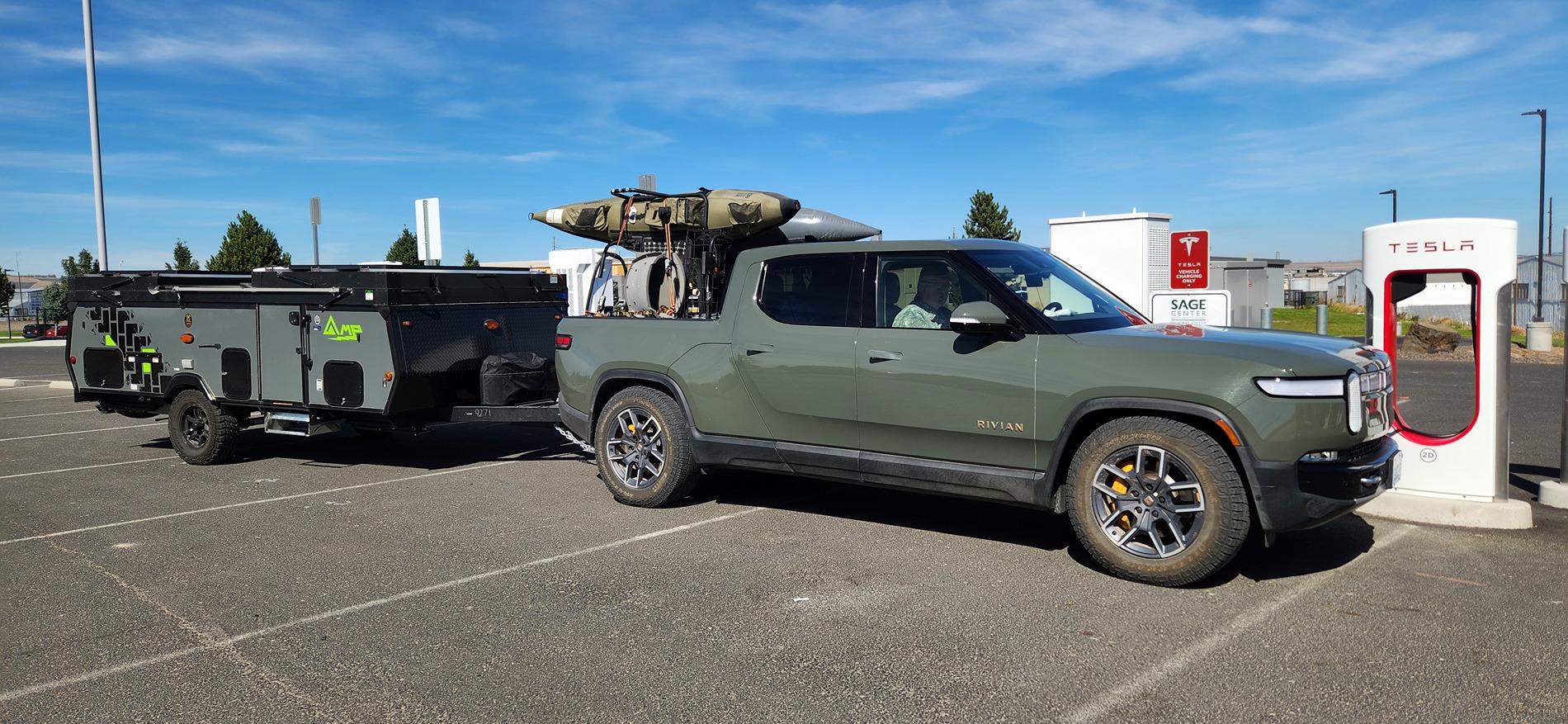 Newberry Volcano Oregon Trip Towing "All-Electric" Aliner AMP | Rivian ...