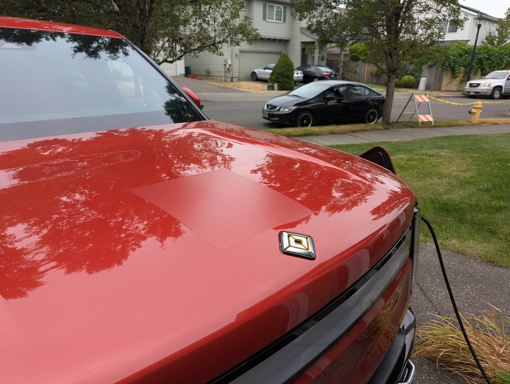Matte PPF test sample on Canyon Red (photos) | Rivian Forums - R1T R1S ...