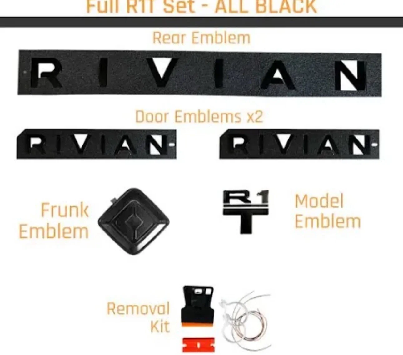 North Carolina - Abstract Ocean Rivian Emblem Set satin Black R1T Logo ...