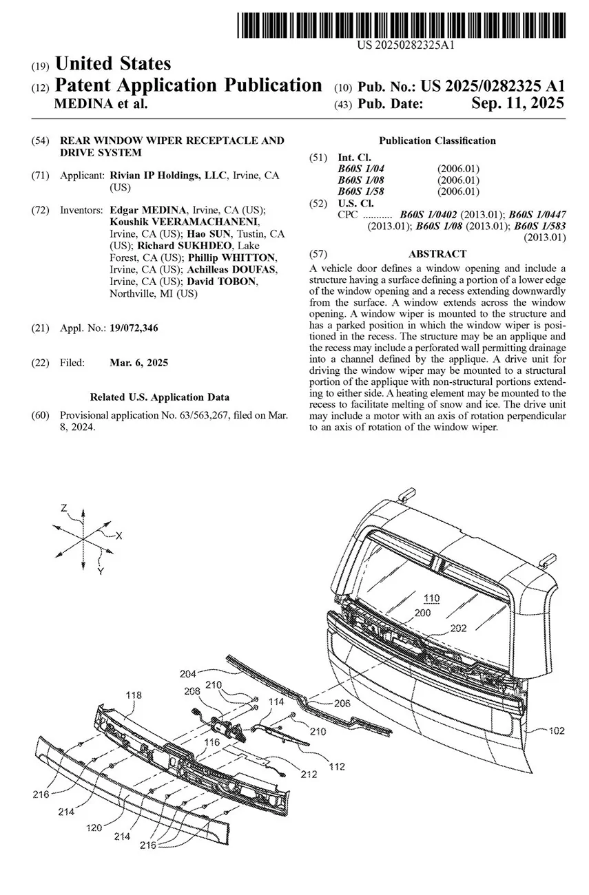 R2 rear wiper is stored / hidden in back window trim (patent images ...