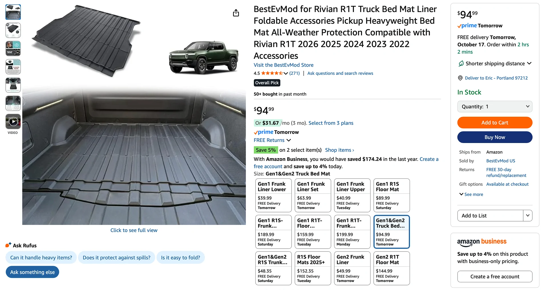 Oregon - BestEvMod R1T Truck Bed All-Weather Mat Liner | Rivian Forum ...