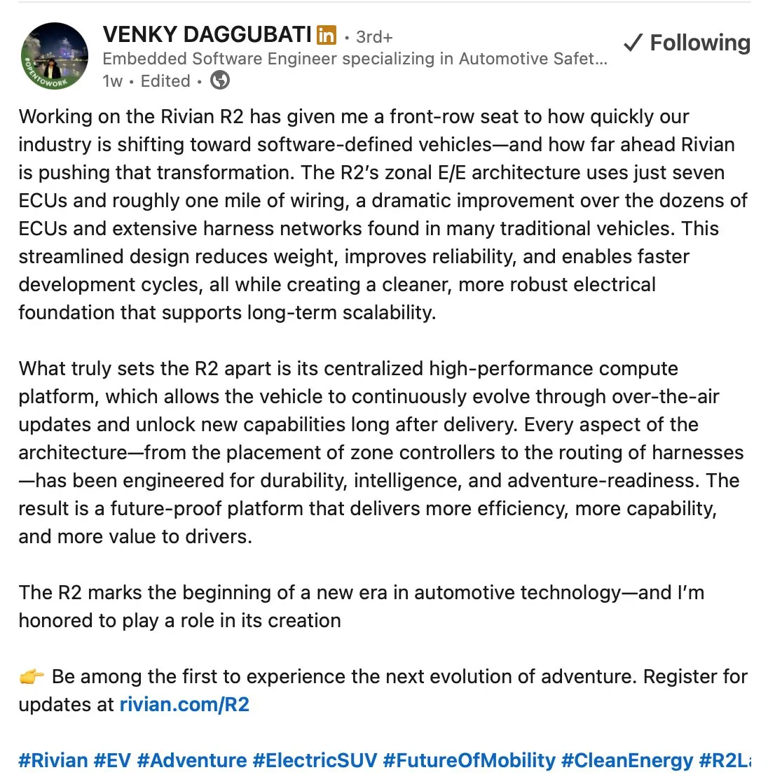 How R2 is engineered to be future-proof platform (Rivian engineer ...