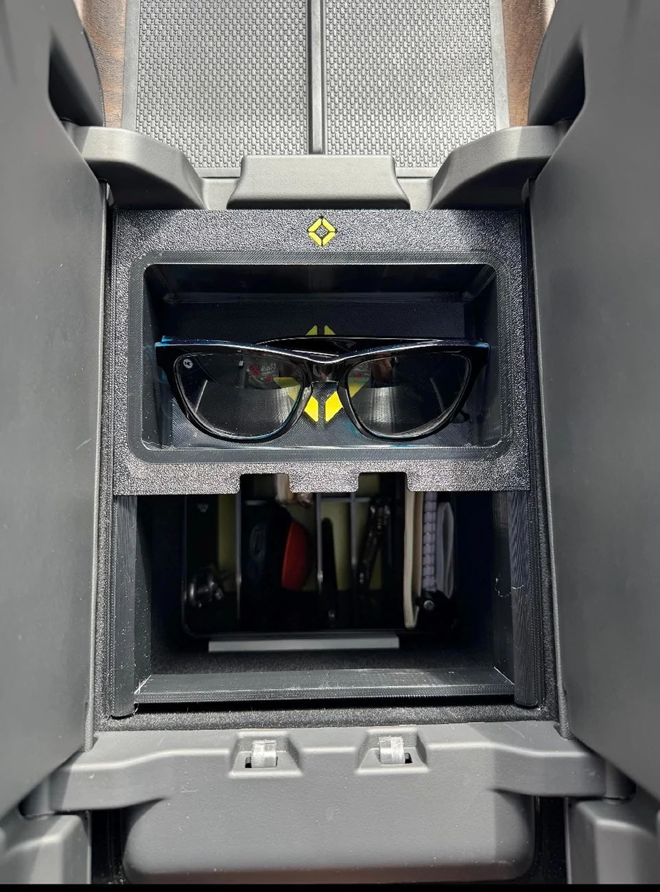 Solved the Rivian “Bottomless Pit” Console — Sliding Tray + Deep Lower ...