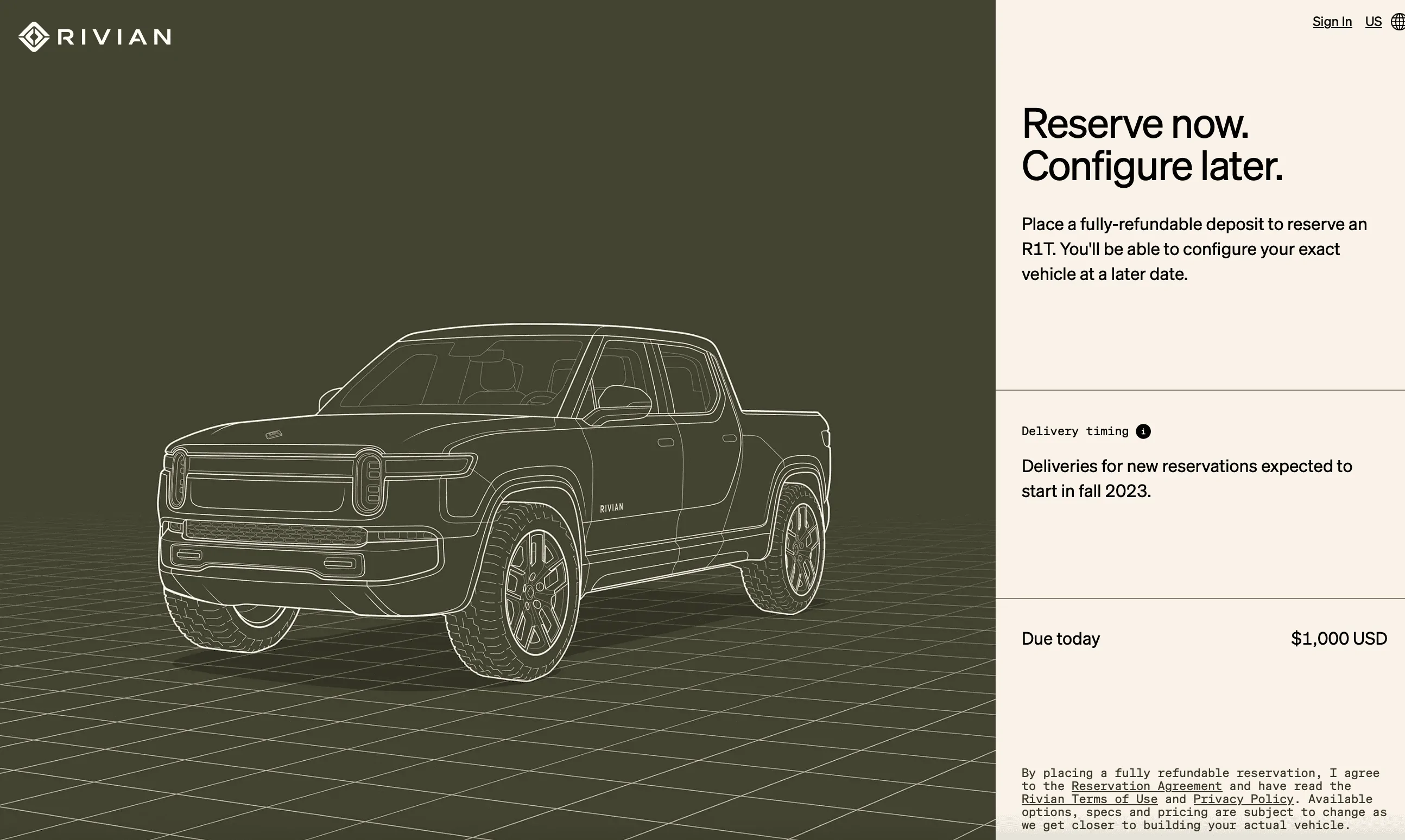 Reservation System Showing R1T Deliveries "LATE 2023" Again | Rivian ...