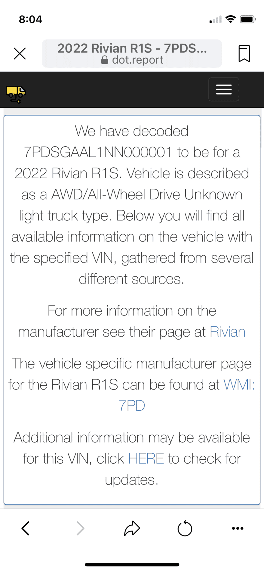 Rivan R1S / R1T VIN code now registered with DOT. Decoded! | Rivian ...