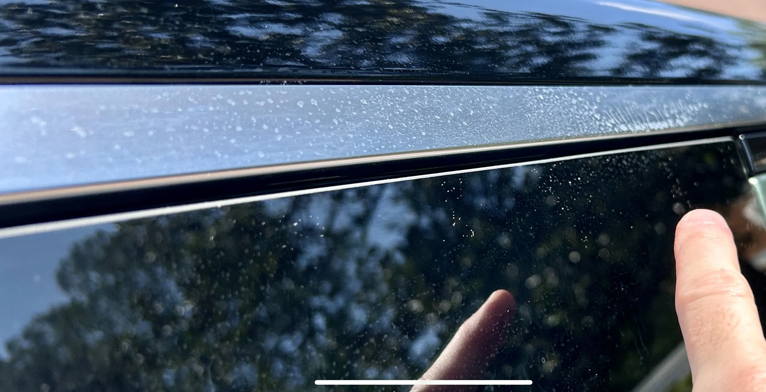 Pls Help - strange white liquid on metal trim and windows. Can’t remove ...