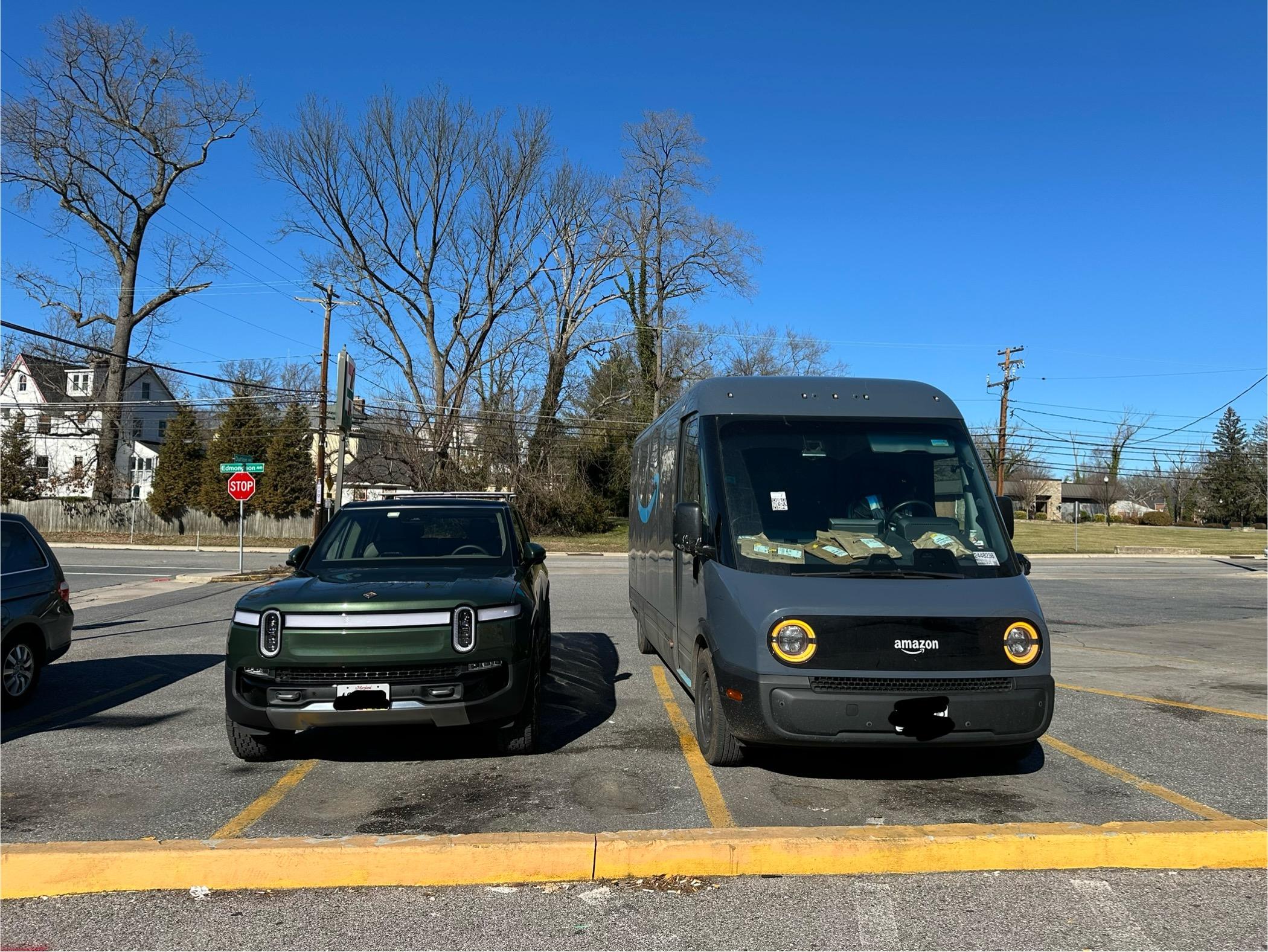 Holy huge: Amazon delivery van vs. R1S | Rivian Forums - R1T R1S R2 R3 ...