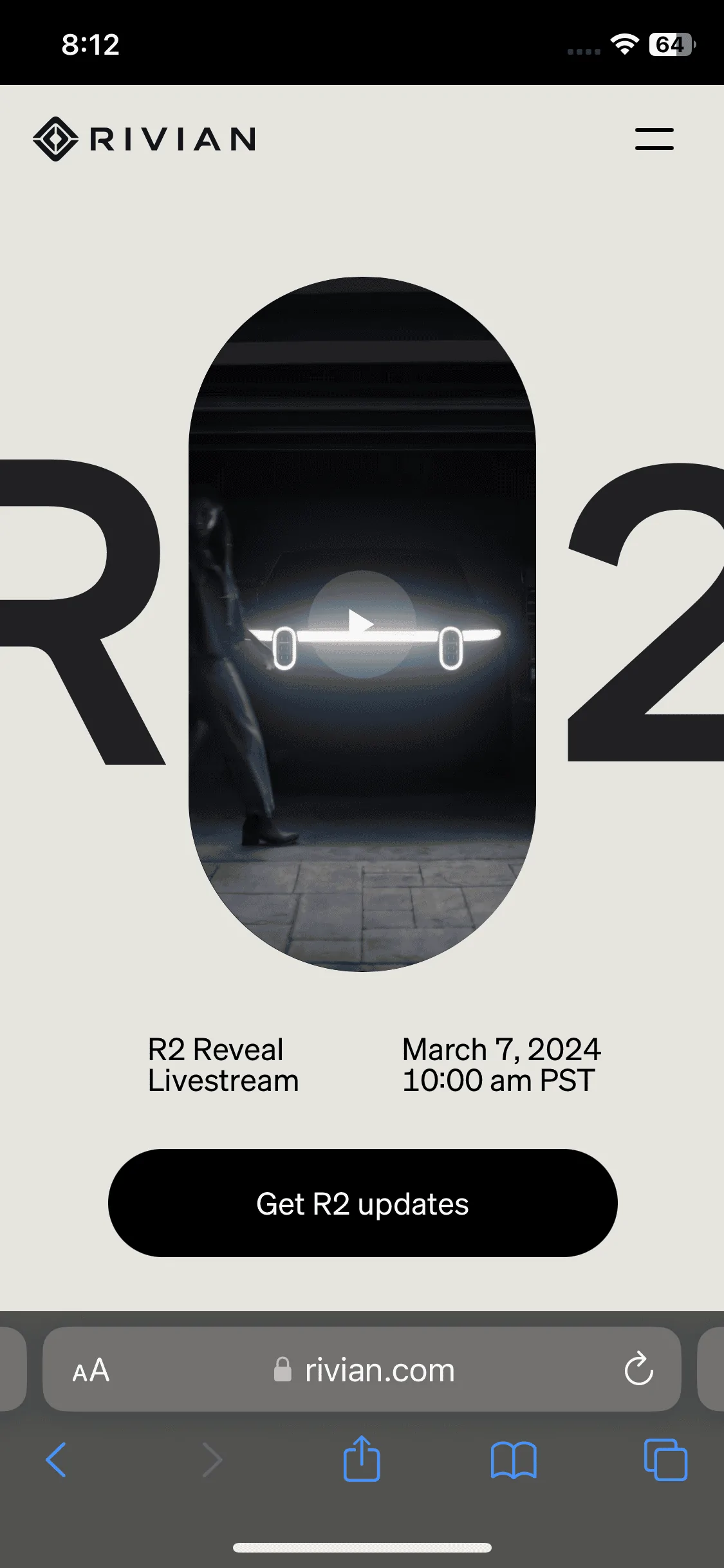 R2 Reservation Info ($100), Reveal Event Date and Page now on Rivian ...