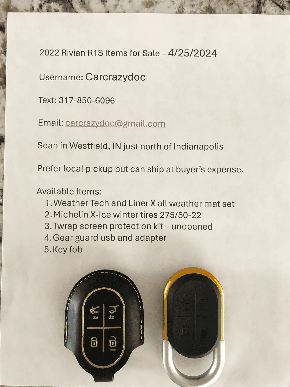 Indiana - FS Unpaired Rivian R1S Key Fob with Case $100 incl shipping ...