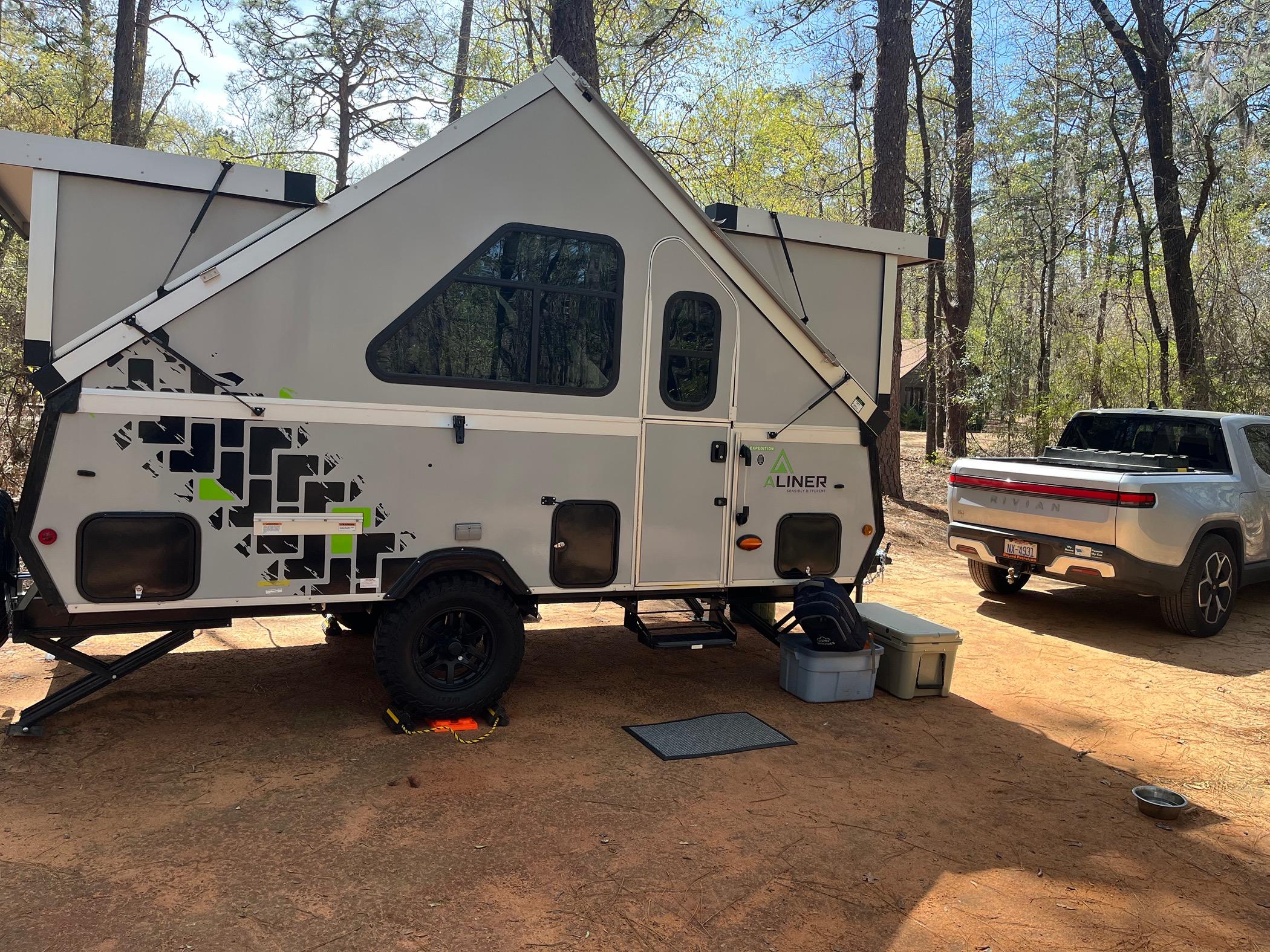 FIRST CAMP WITH THE AMP (2024 Aliner AMP camping trailer) | Rivian ...